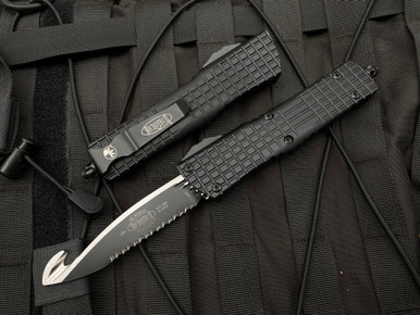 Microtech Combat Troodon Rescue Black Delta Pattern Body w/ Black Full ...