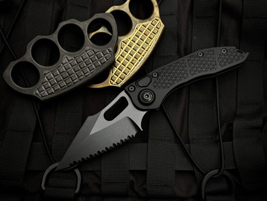MIcrotech Stitch Auto | Shadow Black Full Serrated | NTL