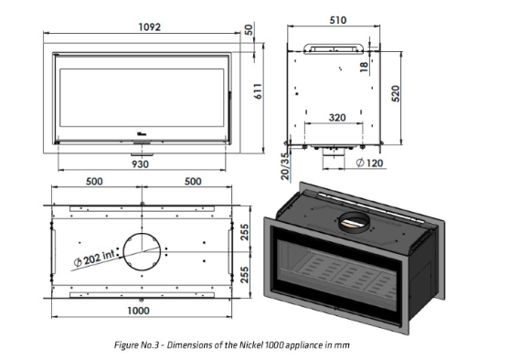 Cheminée encastrable Lacunza Nickel 1000 17kW - Tubage Center