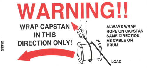 Carco Paccar 23312 WARNING DECAL * - Dozer Winch Parts