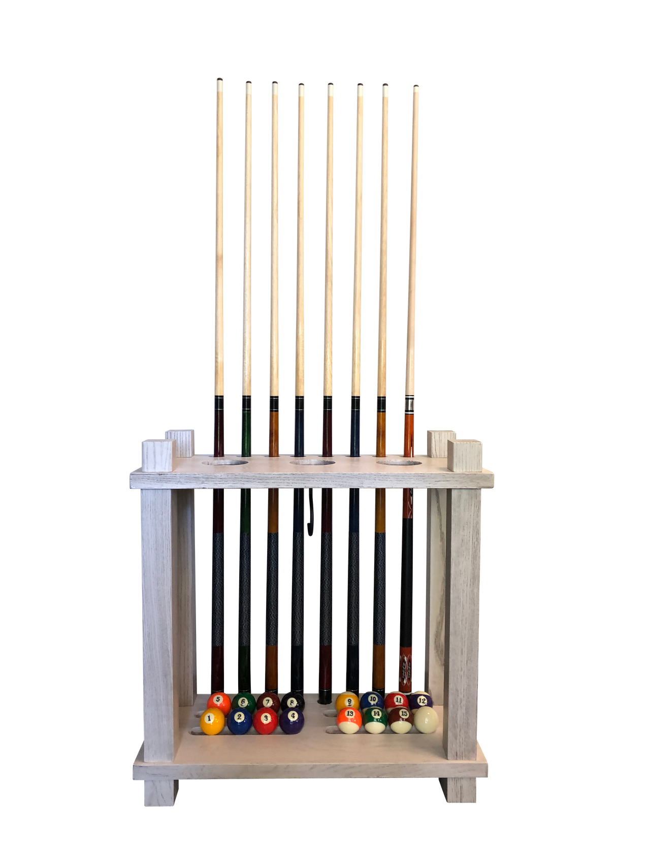 Playcraft Traditional Hardwood 8 Cue Billiard Wall Rack - Playcraft