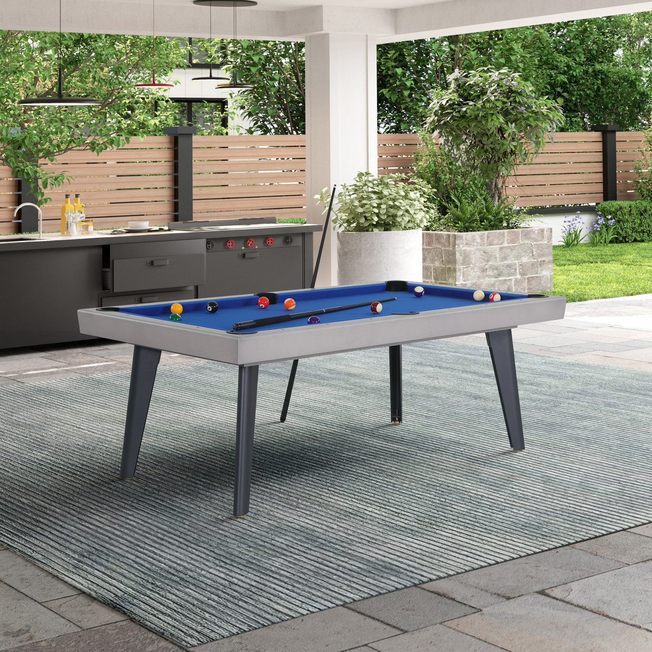 Pool table with dining top and benches store