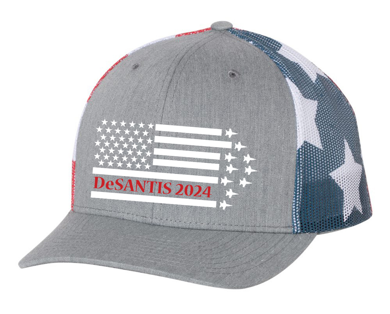 American Flag Desantis 2024 Airplanes Mens Trucker Hat Patriot Pride