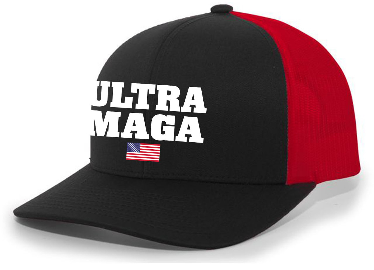 Ultra Maga Trump Mens Embroidered Mesh Back Trucker Hat - Patriot Pride