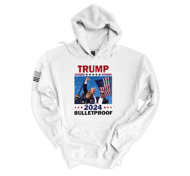 Trenz Shirt Company Mens Bulletproof Trump Shot 2024 Hooded Sweatshirt ...