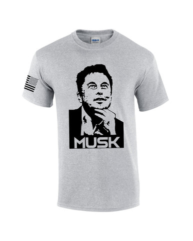 Musk Portrait of Elon American Flag Sleeve Men's Short Sleeve T-shirt ...
