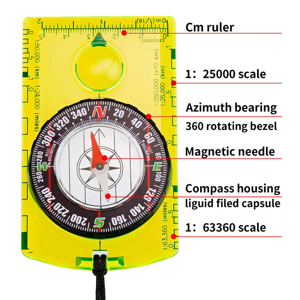 Waterproof Compass Outdoor Gadget Navigation Hiking Compass Camping Orienteering Backpacking Map