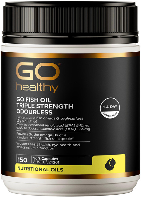 GO Healthy Fish Oil 3000 Triple Strength 150 Caps - Free Shipping
