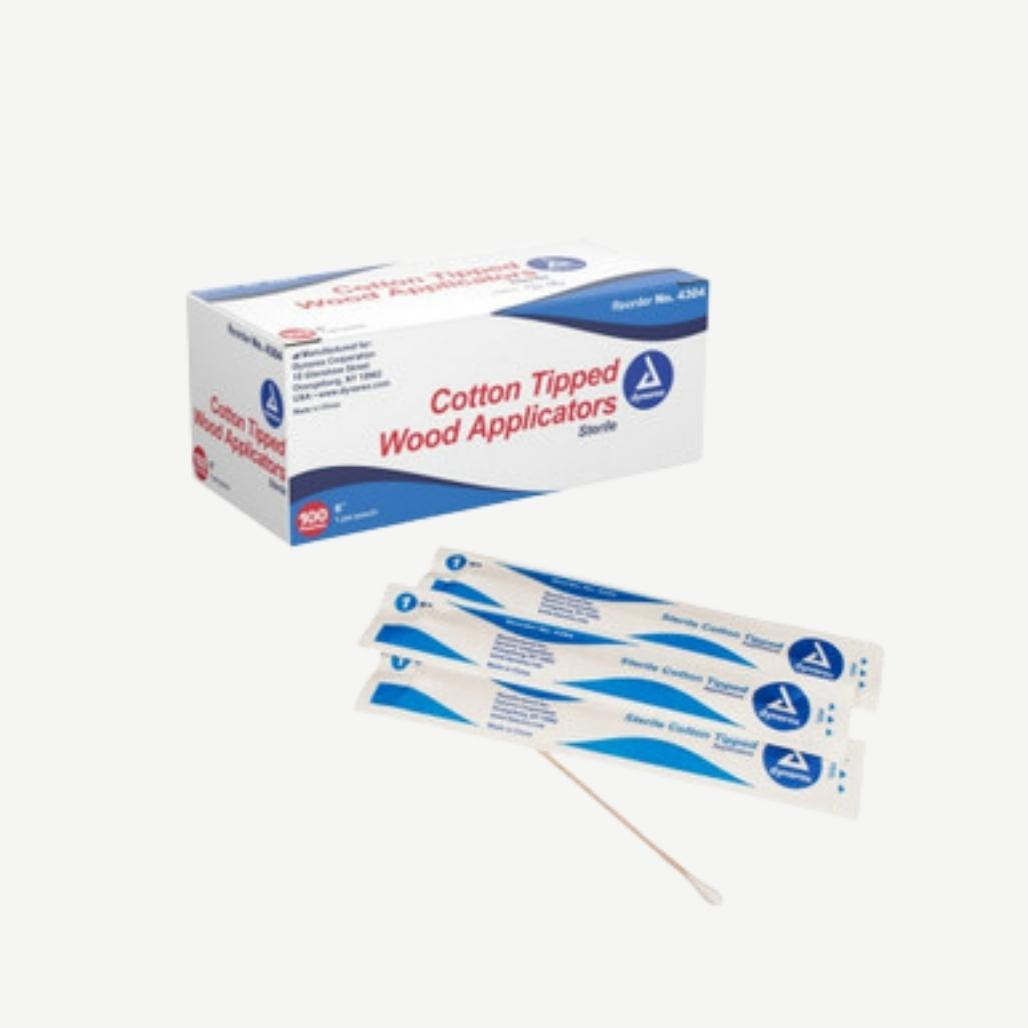 Dynarex Sterile Regular Tip Cotton Swab, 6", Wood shaft - AllSwabs