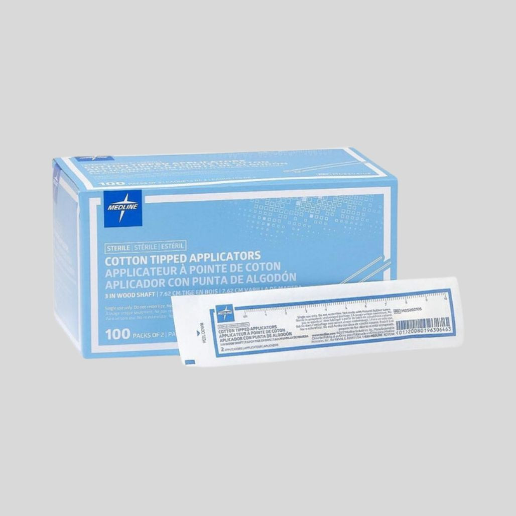 Medline 3" Sterile Cotton Swabs with Wood Shaft