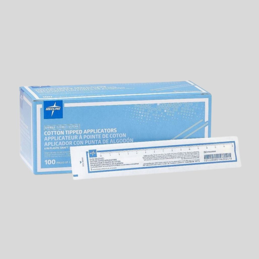 Medline 6" Sterile Cotton Swabs with Plastic Shaft