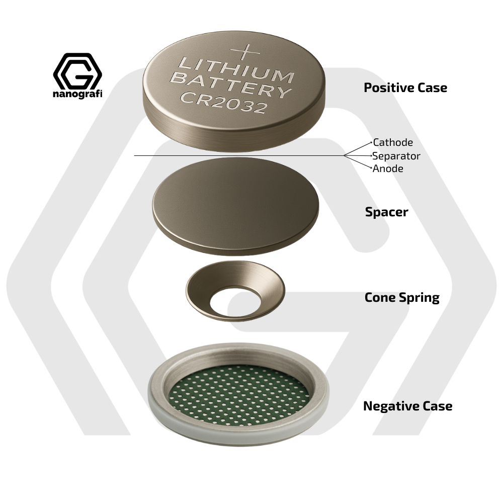 CR2032 Coin Cell Case (Negative Case, Cone Spring, Spacer, Positive ...