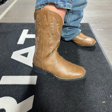 Roper Big Kid's Luke Tan Faux Leather Cowboy Boot - Stockyard Style