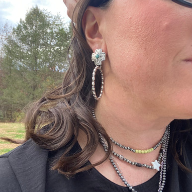 Aztec Cross Post and Hoop Dangle Earrings - Stockyard Style