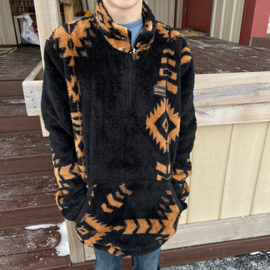 Hooey Men's Black & Tan Aztec Fleece Pullover - Stockyard Style