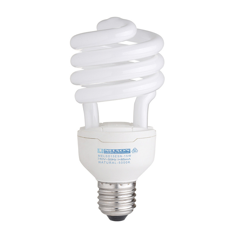 Nelson 15w E27 Spiral CFL 5000K Cool White - Galaxy Lighting & Fans
