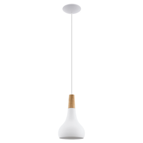 Eglo Sabinar Small Hanging Pendant White/Oak - Galaxy Lighting & Fans