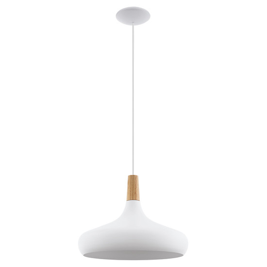 Eglo Sabinar Large Hanging Pendant White/Oak - Galaxy Lighting & Fans