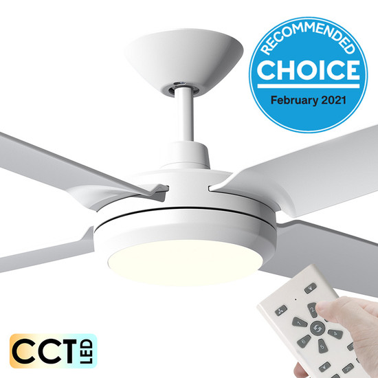 Airborne Enviro DC Motor 132cm White LED Light & Remote Ceiling Fan ...