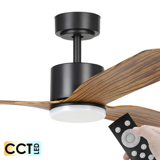 Eglo Iluka DC Motor 152cm Black/Rustic LED Light & Remote Ceiling Fan ...