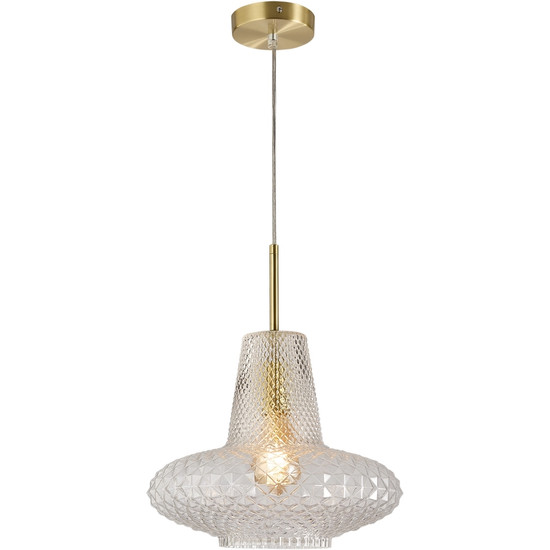 Calibo Sculpt Gold & Clear Diamond Cut Glass Hanging Pendant - Galaxy ...