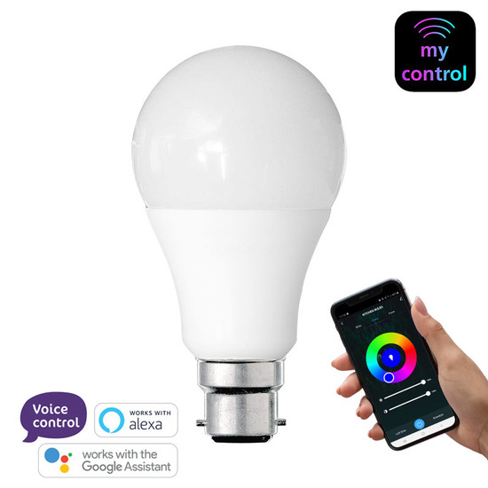Eglo My Control 9w B22 Smart Wi-Fi RGB CCT LED A60 GLS Globe - Galaxy ...