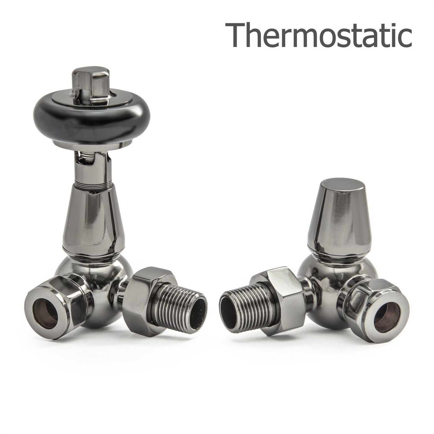 Flatford Traditional TRV Corner Black Nickel Thermostatic Radiator ...