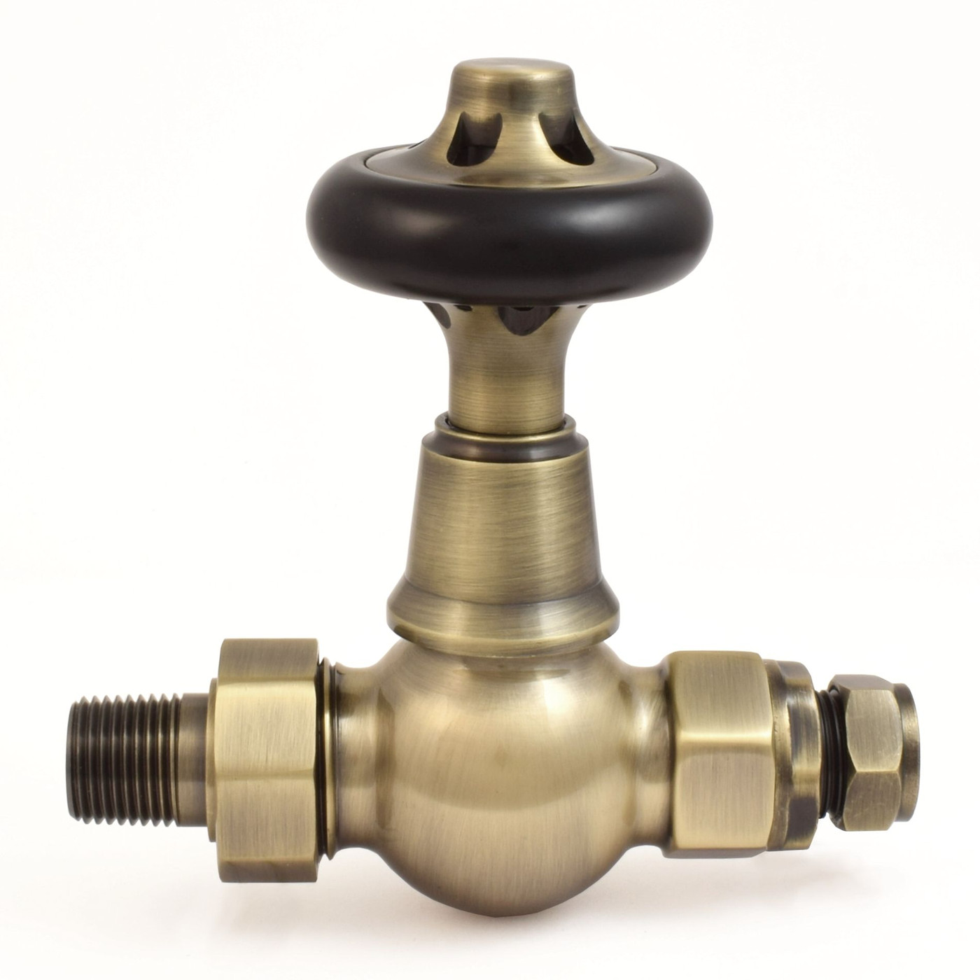 Alfriston Traditional TRV Straight Antique Brass Thermostatic Radiator ...