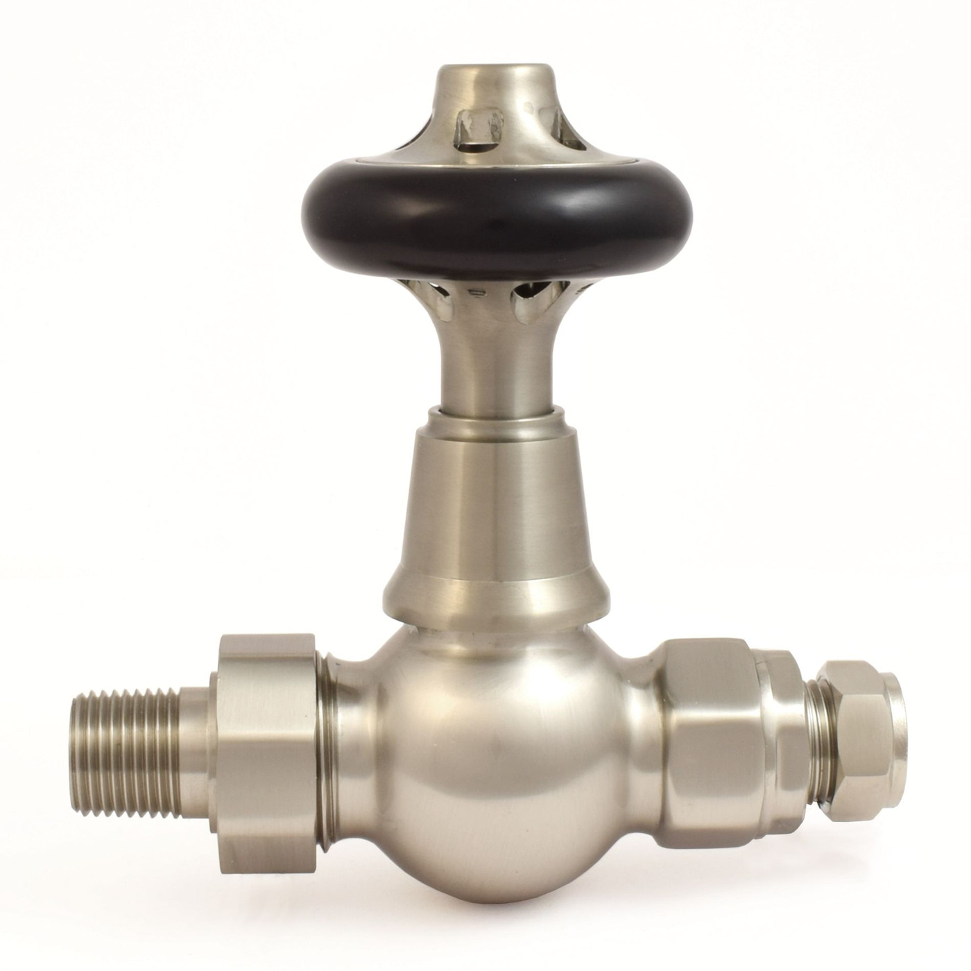 Alfriston Traditional TRV Straight Satin Nickel Thermostatic Radiator ...