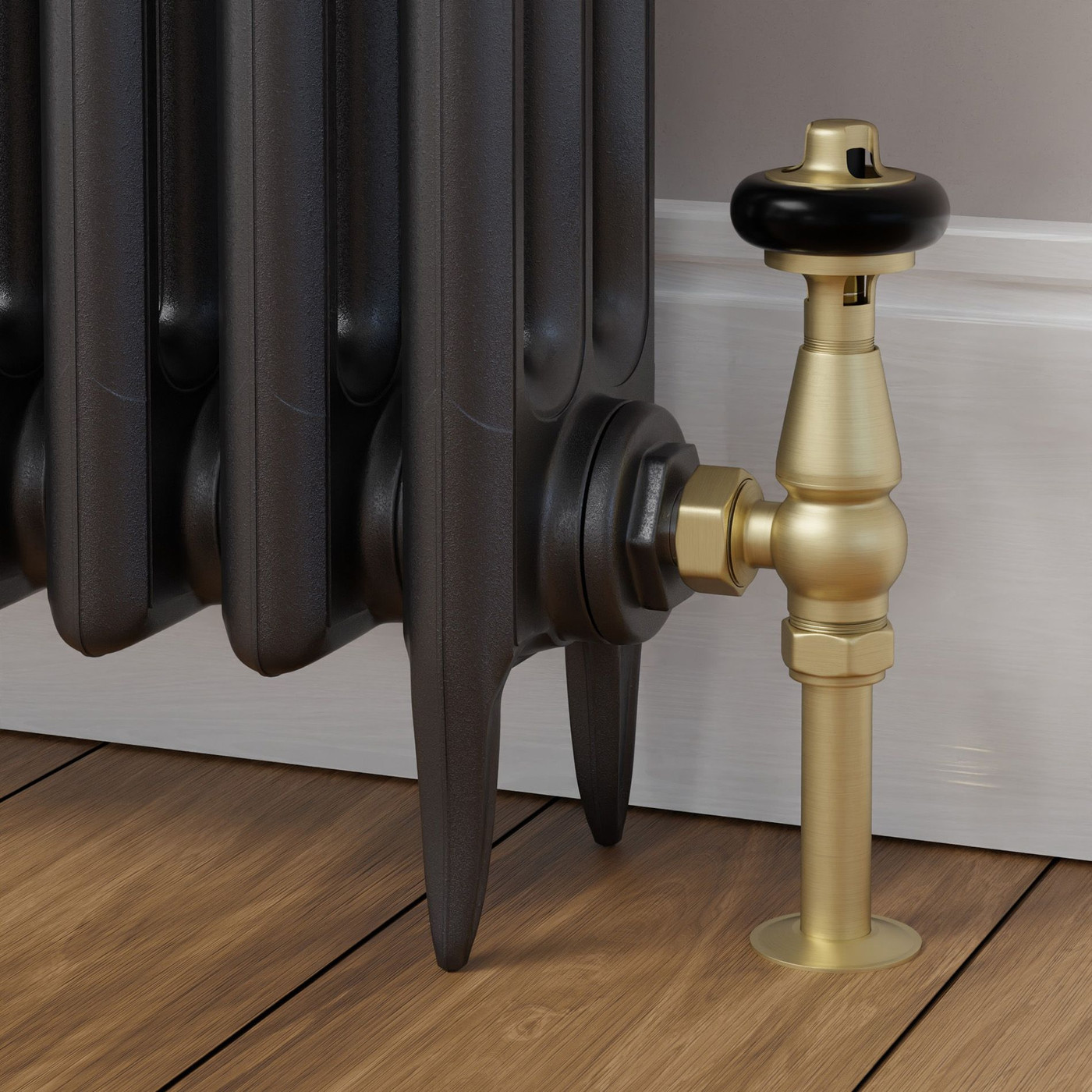 Eastbury Traditional Manual Angled Brushed Brass Radiator Valves With ...