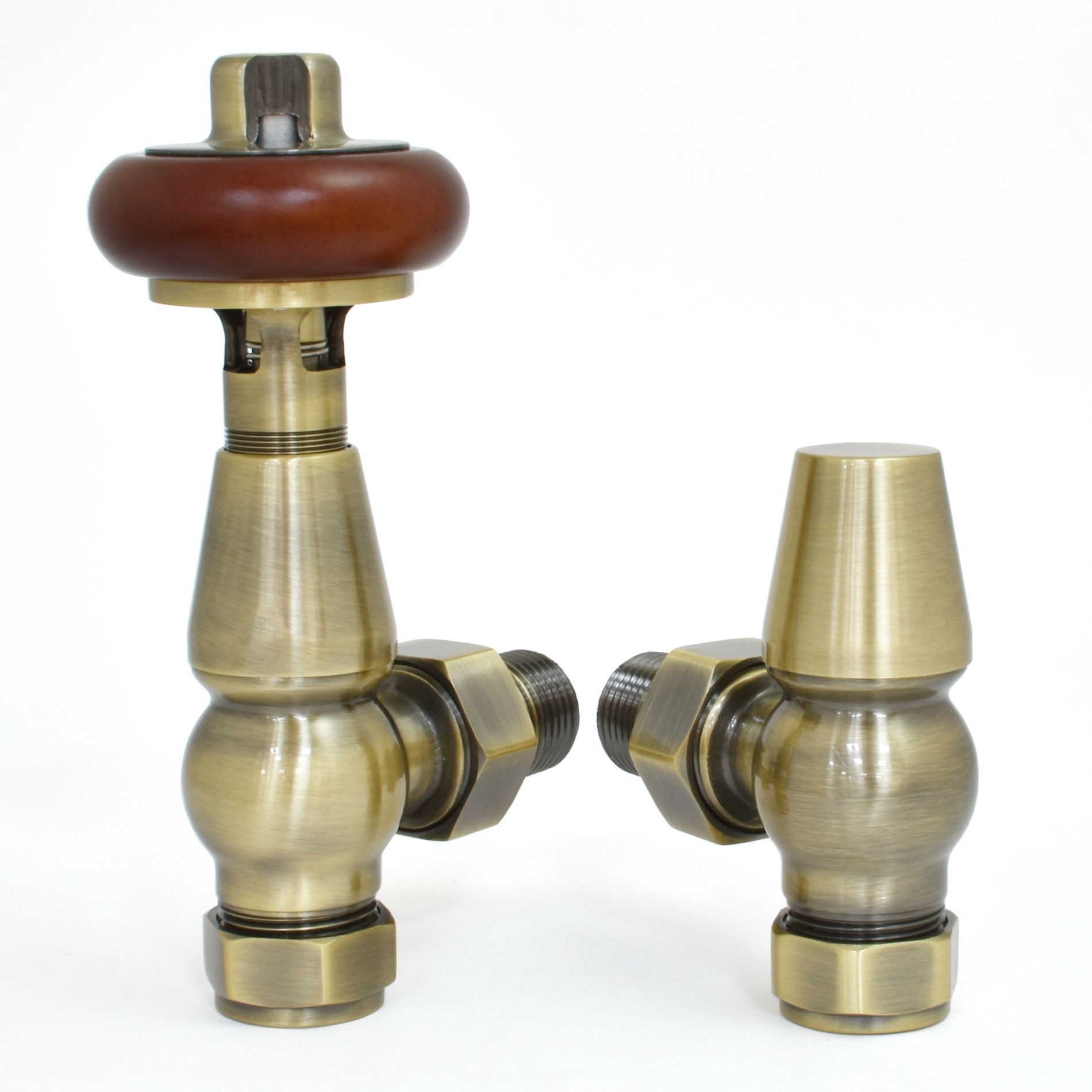 019 Traditional TRV Angled Antique Brass Thermostatic Radiator Valves ...