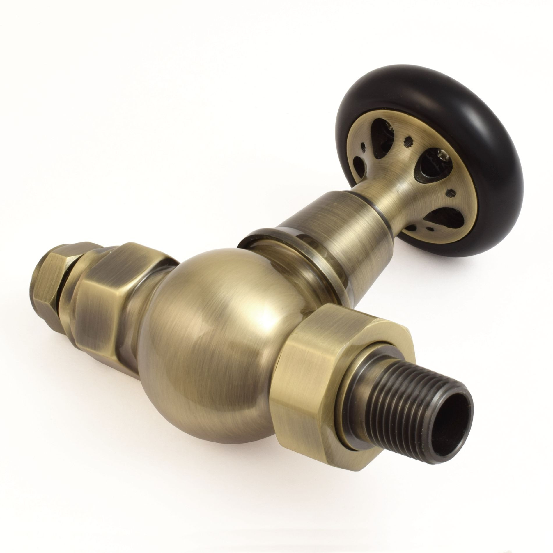044 Traditional TRV Straight Antique Brass Thermostatic Radiator Valves ...