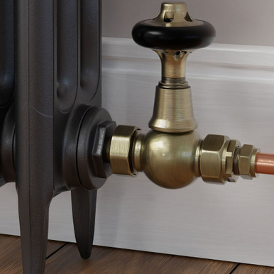 Alfriston Traditional TRV Straight Antique Brass Thermostatic Radiator ...