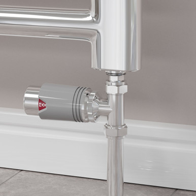 Exeter Modern TRV Straight Chrome & Silver Thermostatic Radiator Valve