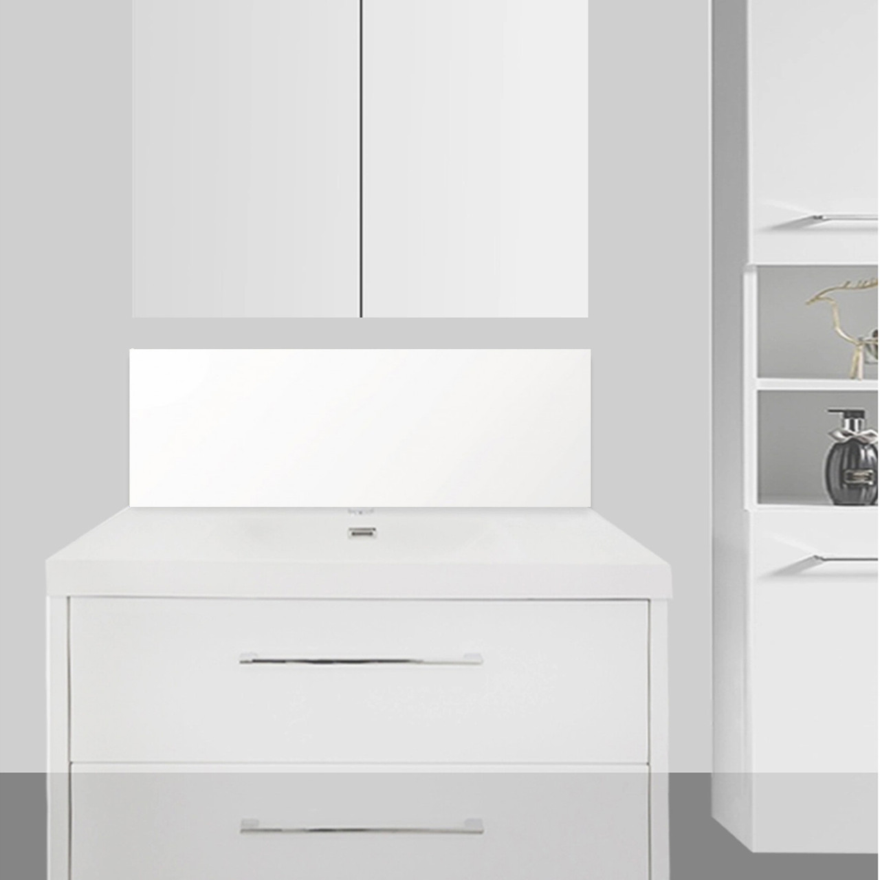 Vanity Splashback Glass 1010mm x 270mm - White - Trade Depot