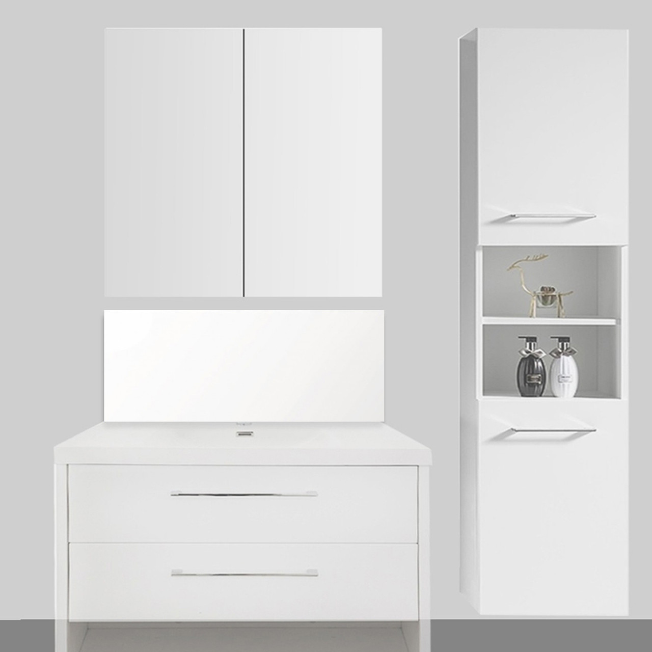 Vanity Splashback Glass 810mm x 270mm - White - Trade Depot