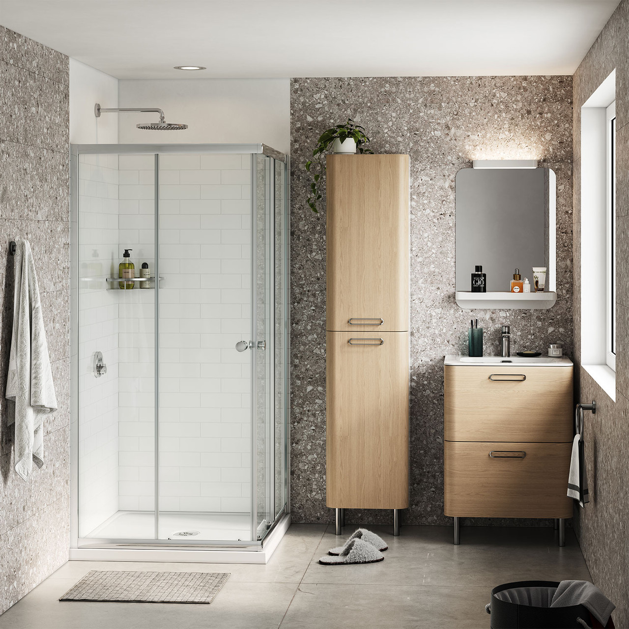 Subway Tile Look Shower Liner with White Lines - 900mm - Trade Depot