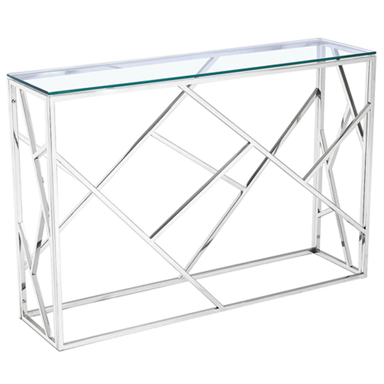 Santorini Glass Console Table - Chrome - Trade Depot