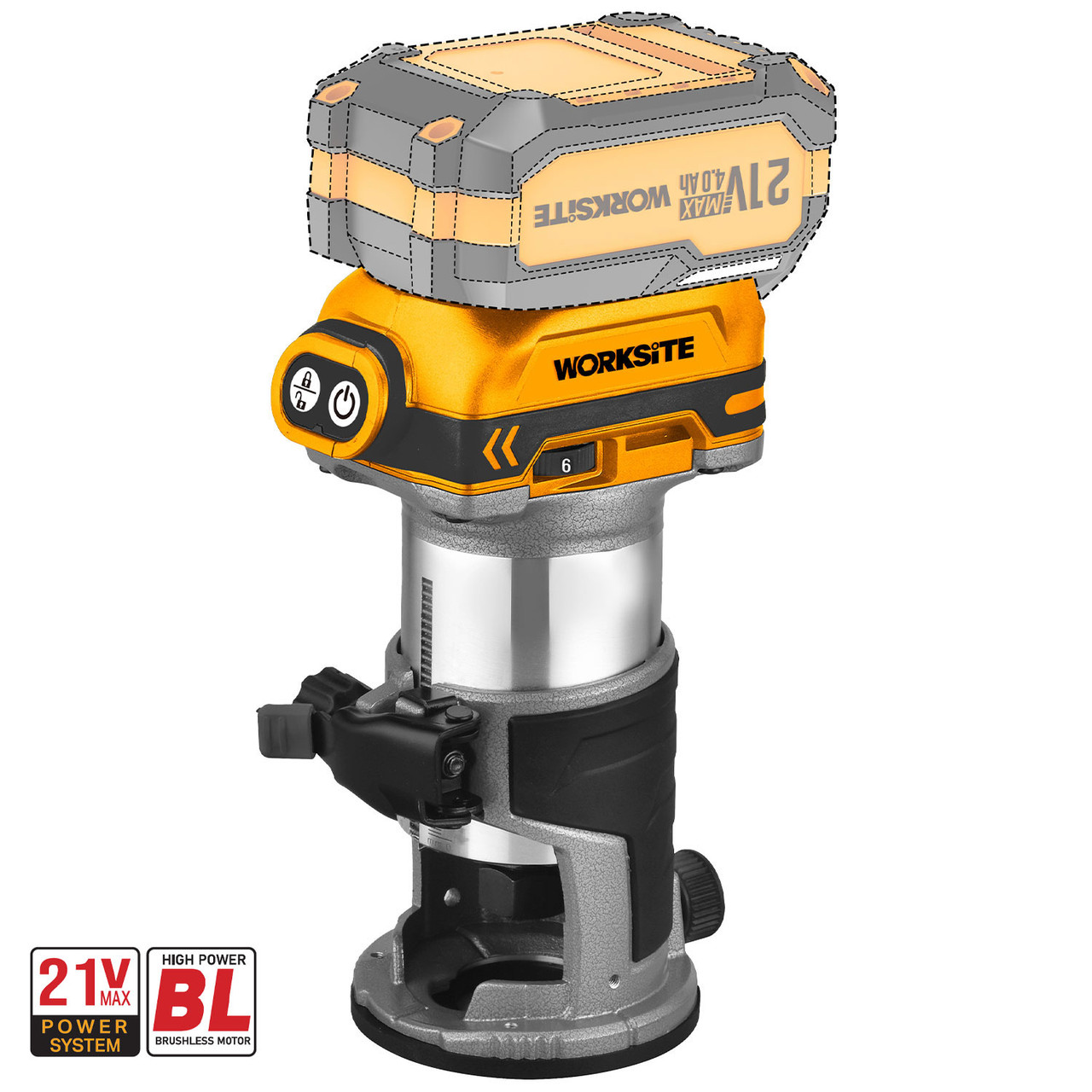 Brushless Compact Router 21V - SKIN ONLY - EXCLUDES BATTERY AND CHARGER ...