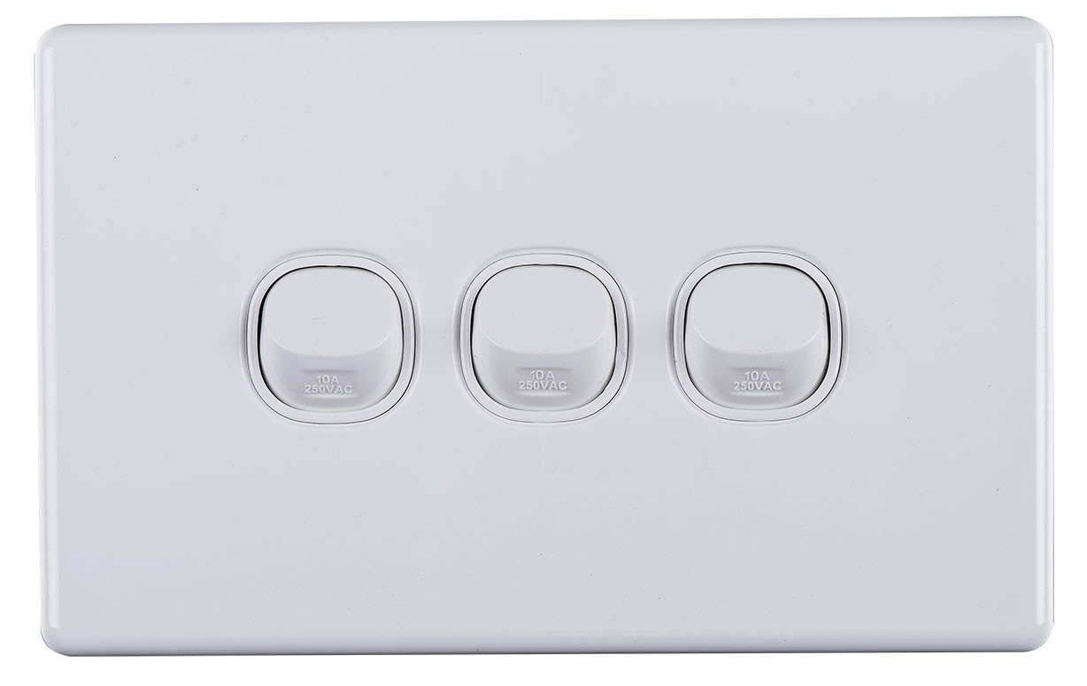 Slimline Electrical 3 Gang Switch 16A - Universal - Trade Depot