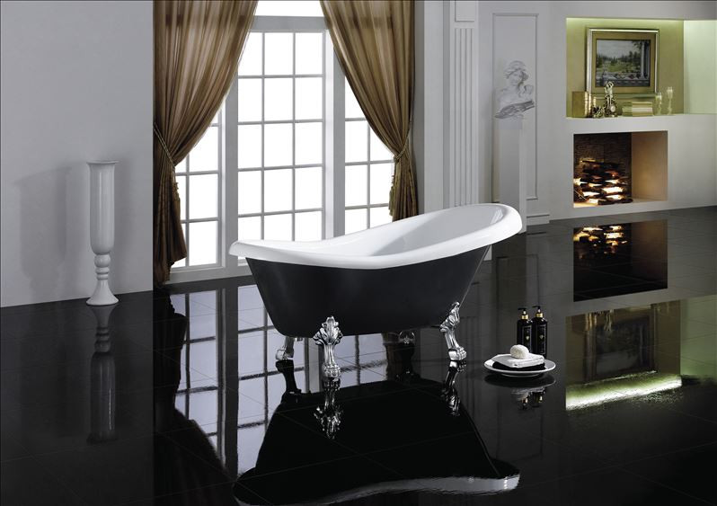 Vogue Manhattan Freestanding Bath 1600mm Black - Trade Depot