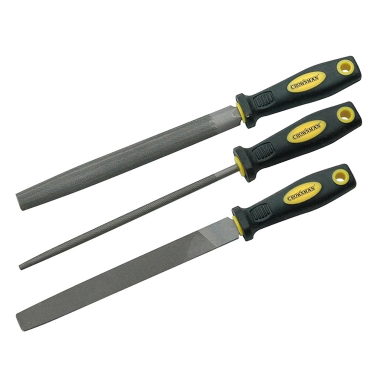 Crownman Double Cut Files with Double Colour TPR Handle - 3 PCS SET ...