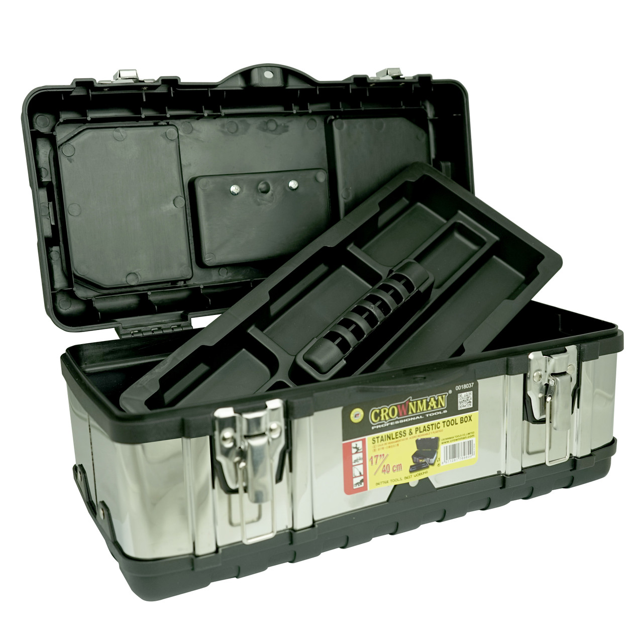 Crownman Stainless & Plastic Tool Box - 400mm - Trade Depot
