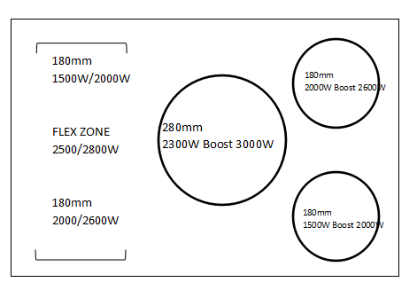 Vogue Induction Cooktop 90cm Bevelled Edge - Flexi Zone - Trade Depot