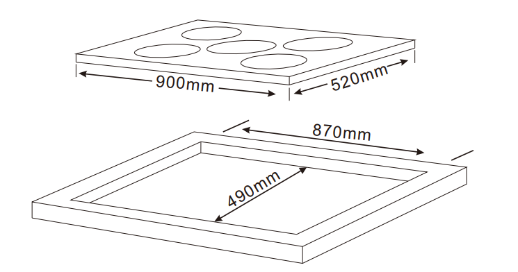 Vogue Induction Cooktop 90cm Bevelled Edge - Flexi Zone - Trade Depot