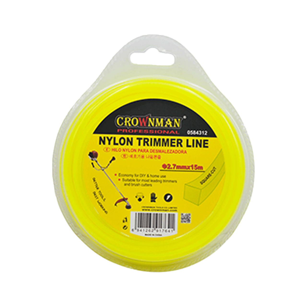 Crownman Nylon Trimmer Square Line - 2.4mm X 15M - Trade Depot