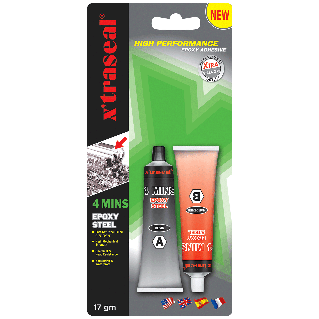 Xtraseal Steel Epoxy Adhesive 4-Min - 2 x 17ml - Trade Depot