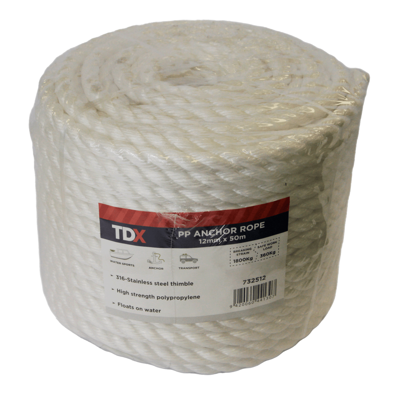 TDX PP Anchor Rope 12mm x 50m - Trade Depot
