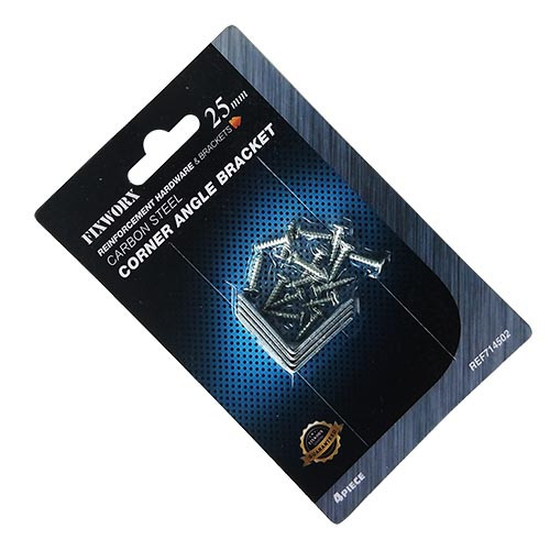Fixworx Corner Angle Bracket ZP 25mm x 25mm - Pack of 4 - Trade Depot