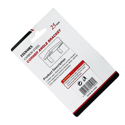 Fixworx Corner Angle Bracket ZP 25mm x 25mm - Pack of 4 - Trade Depot
